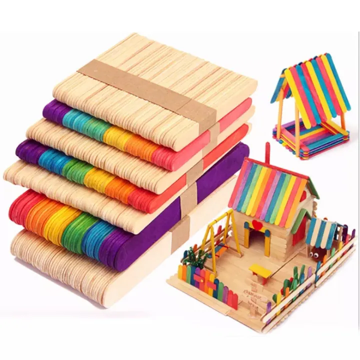 Jumbo Wood 100 Pcs Big Size Popsicle Sticks 5.9 inch Length, Craft DIY ...