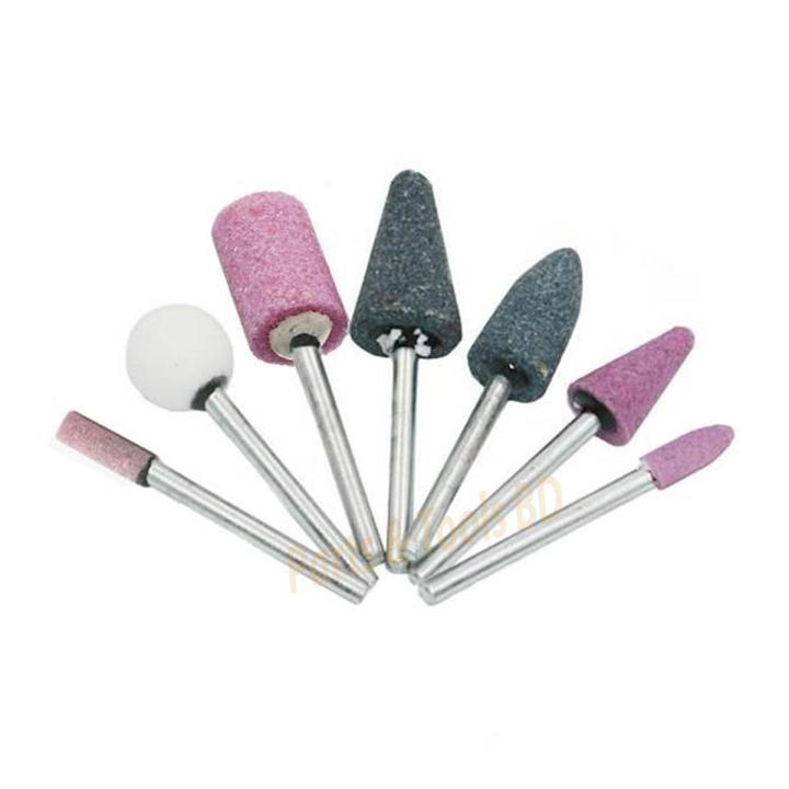 3mm Dia Shaft Aluminum Oxide Abrasive Mounted Grinding Stone Bit Set (7 ...