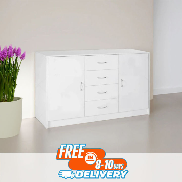 RK Sideboard, Storage Cabinet with 2 Doors and 4 Drawers, Free Standing ...