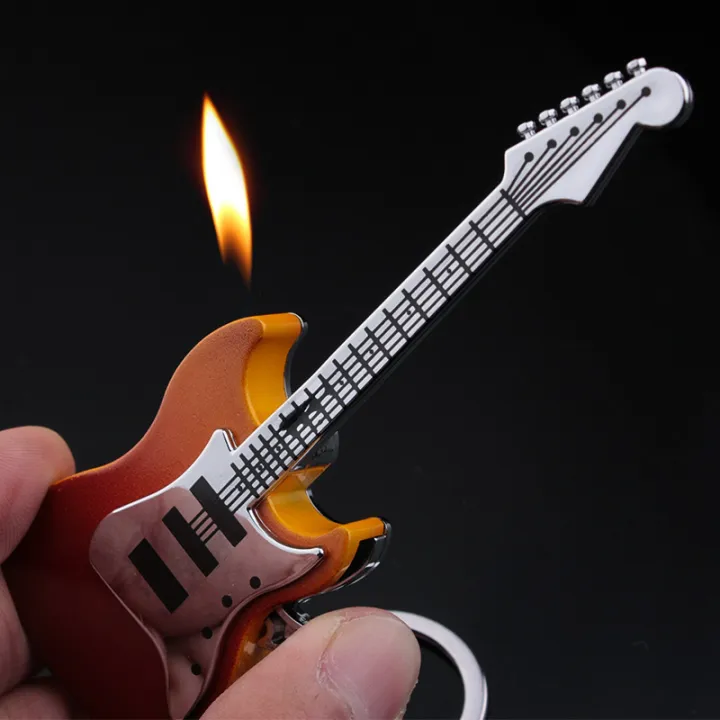 Metal Novelty Guitar Lighter Men Gift Mini Cute Candle Windproof Custom ...