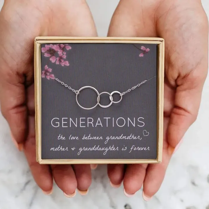 Generations Infinity Necklace Silver Necklace Women for Grandma Gifts ...