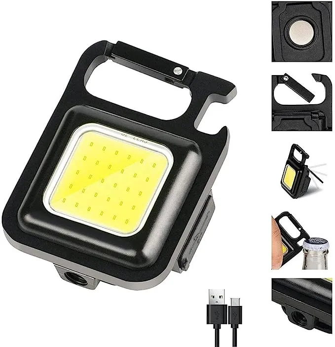 Mini LED Flashlight 500 Lumens COB Rechargeable Keychain Mini ...