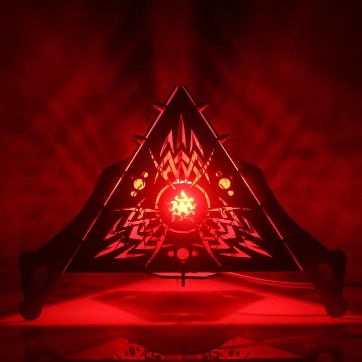 Triangle Pyramid Style Lamp Handcrafted Light Wooden Decorative ...