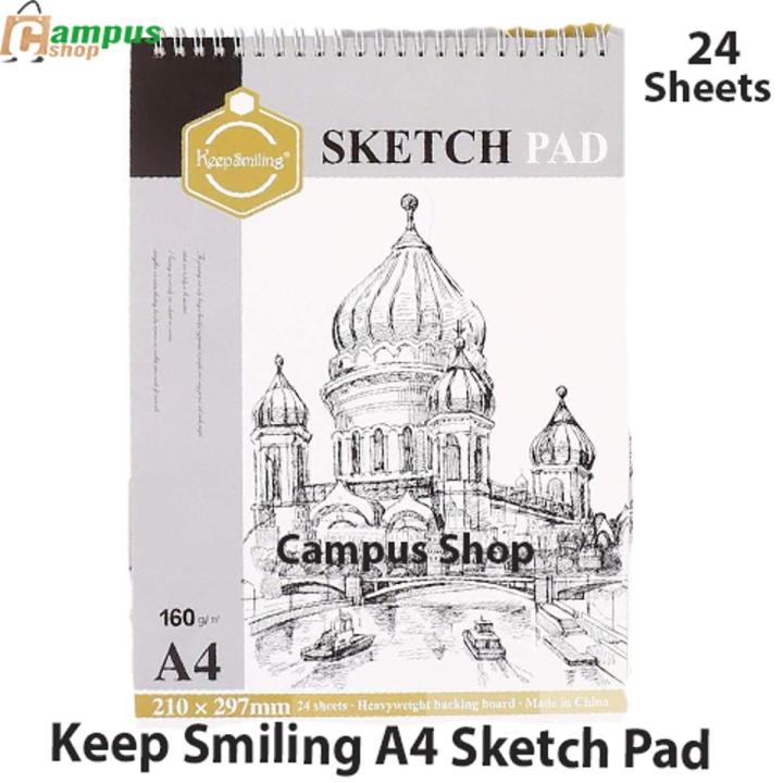 Keep Smiling A4 Sketch Pad-160 GSM Acid-24 Sheets | Daraz.com.bd