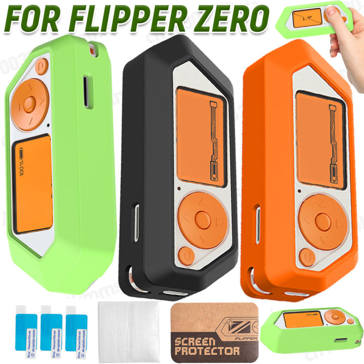 Black Silicone Case 3pcs Screen Film Cover Game Console Screen Protector For Flipper Zero ...
