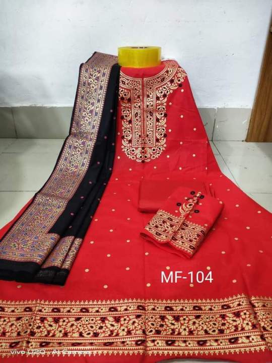 Block Printed Cotton Unstitched Three Piece For Women - 3 Pice Dress ...