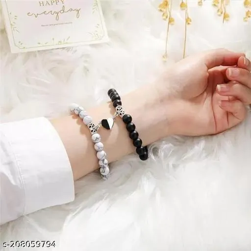 Heart Magnetic Bracelets for Couples 2 Piece Couple Bracelet Small Rubber Band Magnet Stone Bell Bracelet Knotted Head Rope Bracelet For Women Daraz .bd
