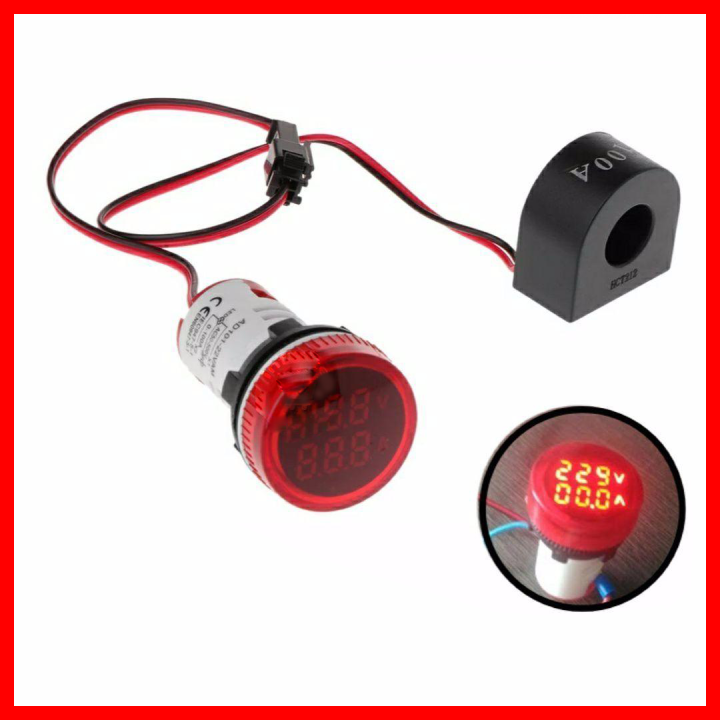 AC 50-500V Round LED Dual Display AC Voltage Ampere Meter Digital ...