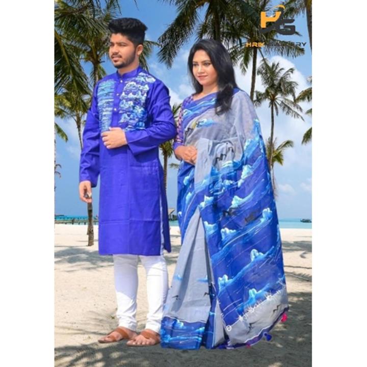 Couple Hand Painted Saree & Panjabi | Daraz.com.bd