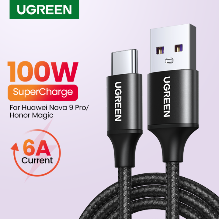 UGREEN 6A 100W Aluminum shell Nylon Type C Fast Charger USB Cable for ...