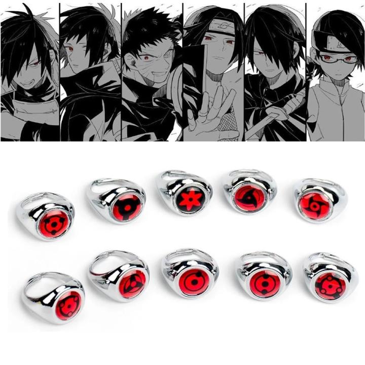 Anime Naruto Rings Akatsuki Sharingan Itachi Kakashi Adjustable Metal ...