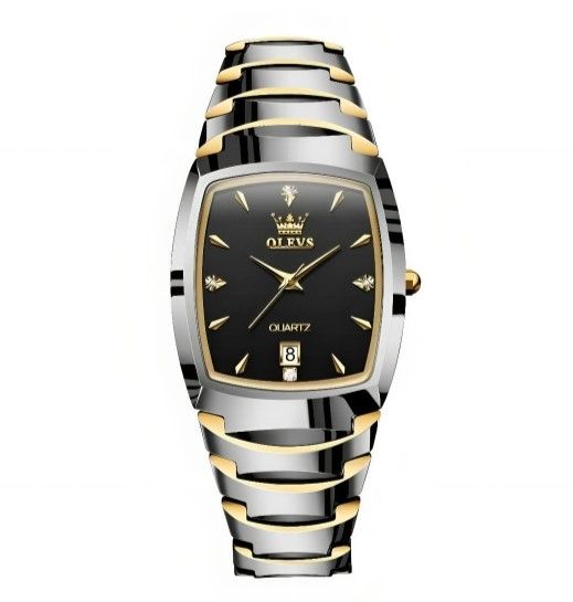 Olevs 7006G Silver Golden Two Tone Tungsten Steel Analoge Wrist Watch ...