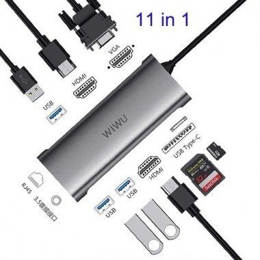 WiWU Alpha A11 in 1 USB Type C HUB Gray | Daraz.com.bd
