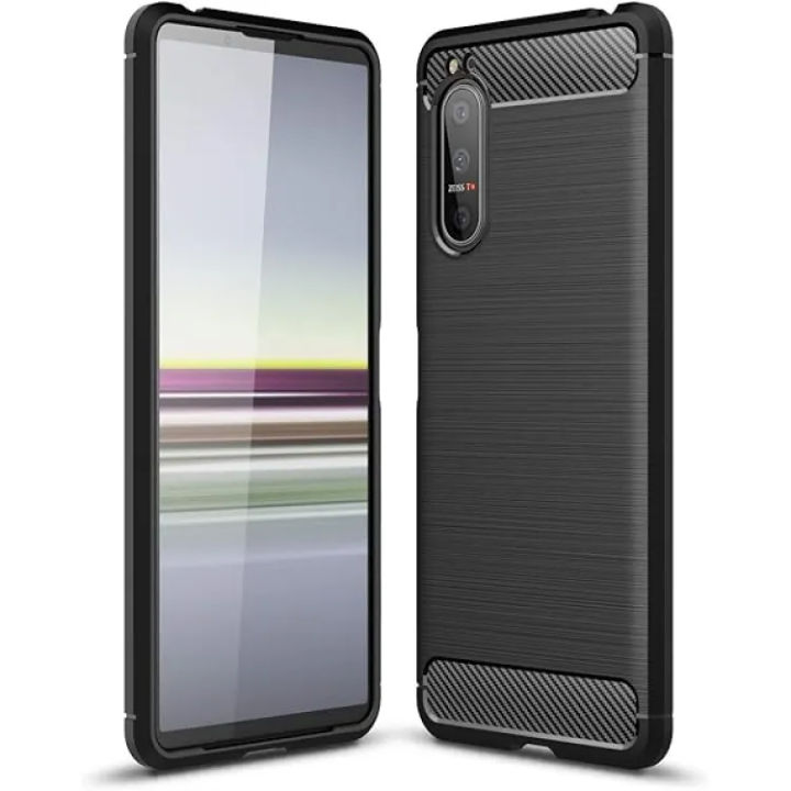 For Sony Xperia 5 IV Phone Case Carbon Fiber Anti-knock Bumper Silicone ...