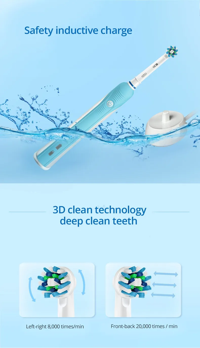 Oral B Electric Toothbrush Pro 600 Toothbrush Inductive Charge Brush ...