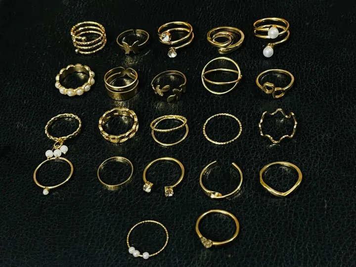 22 PCS Different Designs Fingerring Set for Girls and Women for Party ...