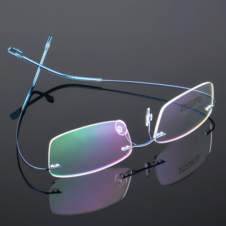 Classic Mens Pure Titanium Rimless Glasses Frames Myopia Optical Frame ...