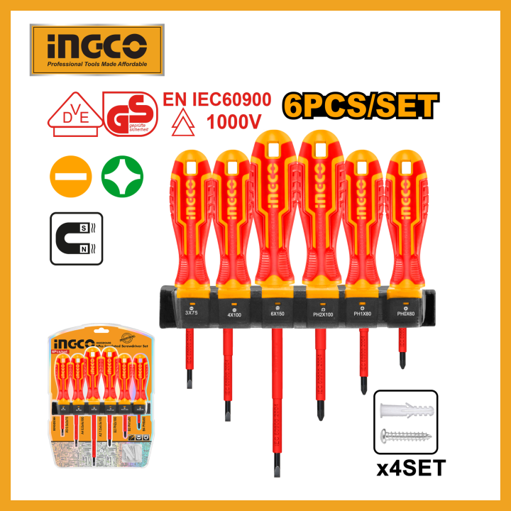 INGCO 6 PCS Insulated Screwdriver Set HKISD0608 | Daraz.com.bd