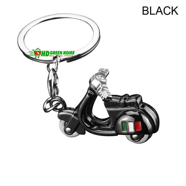 (Black) Metal Italia Scooter Keyring Mini 3D Motorcycle Keychain Key ...