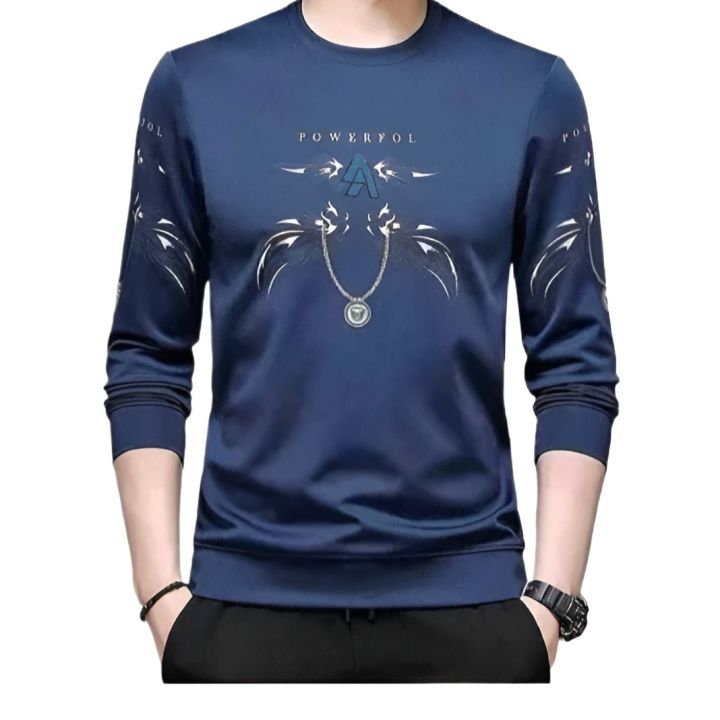 BLUE COLOR COTTON LONG SLEEVE SMART T-SHART FOR MEN . | Daraz.com.bd