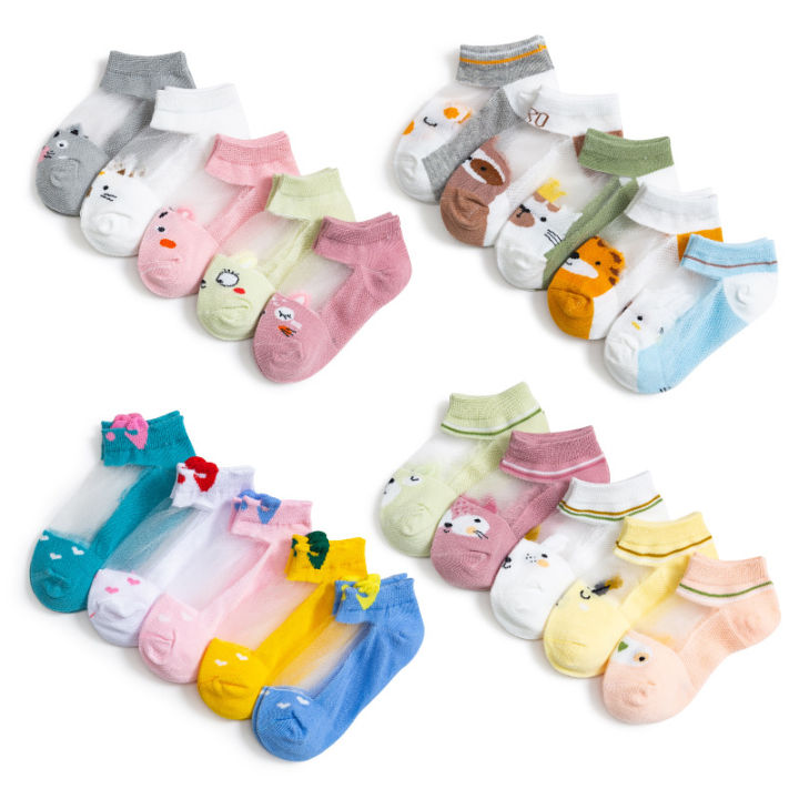 5 Pairs/lot Summer Kids Socks Thin Comfortable Breathable Baby Socks ...