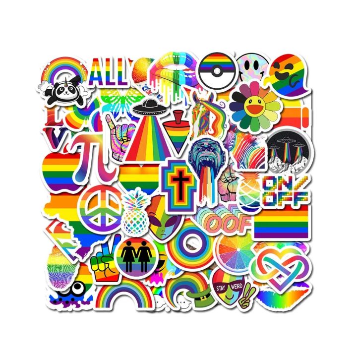【Lejia】50PCS Rainbow Cartoon Sticker VSCO DIY Graffiti Stickers for ...
