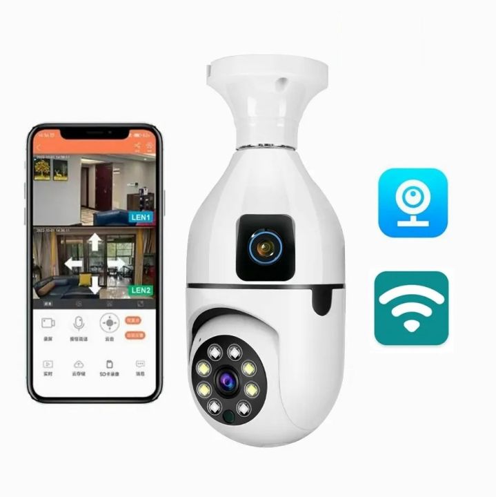 V380 Pro CCTV Bulb Dual Lens IP Camera Security CCTV Camera WIFI ...
