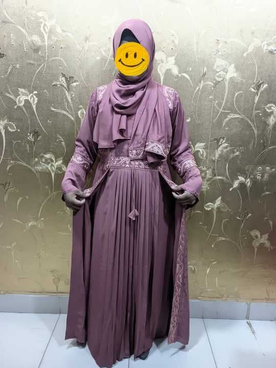 Premium Dubai Cherry Fabric koti Borka with Hijab Irani Stylish Party ...