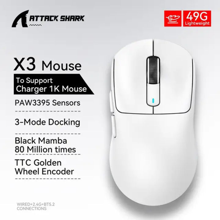 Attack Shark X3 Wired Tri-Mode Bluetooth 2.4G Wireless Mouse ...