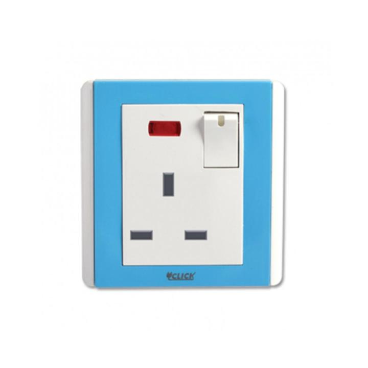 CLICK-IRISH-3 PIN FLAT SOCKET WITH SWITCH,13A | Daraz.com.bd