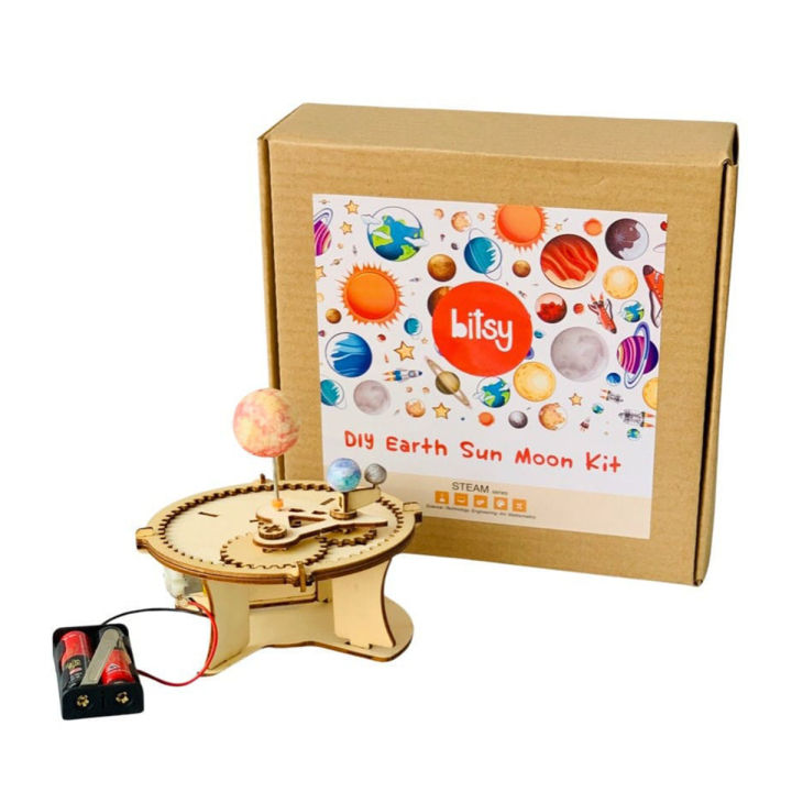 Electric motor Earth-Sun-Moon orbital model kit, DIY STEAM toy, 8+ yrs ...