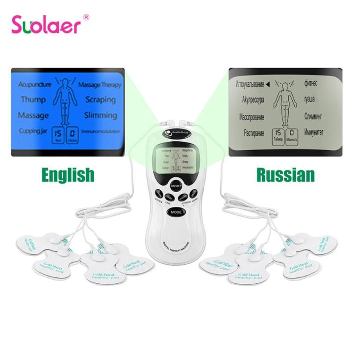 Electric Tens Machine Dual Output 8 Electrode Pads for Pain Relief ...