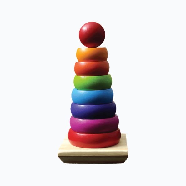 Rainbow Stacker Wooden Ring Educational Toy Kids Tower Stack Up Blocks ...