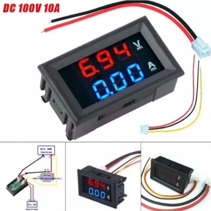 DC 0-200V 10A Digital Voltmeter Ammeter Blue + Red LED Dual Display Amp ...