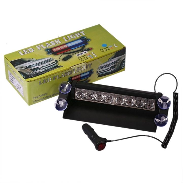 8 LED Red / Blue Car Strobe Light Dash Light Emergency Warning 3 ...