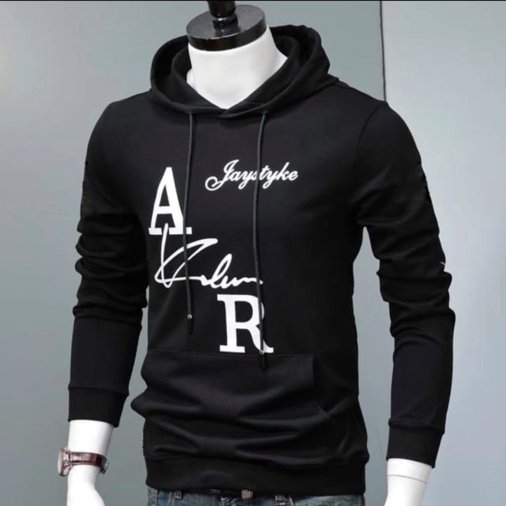 Elevate Winter Style with Winter Cotton AR Black Long Sleeve Hoodie for ...