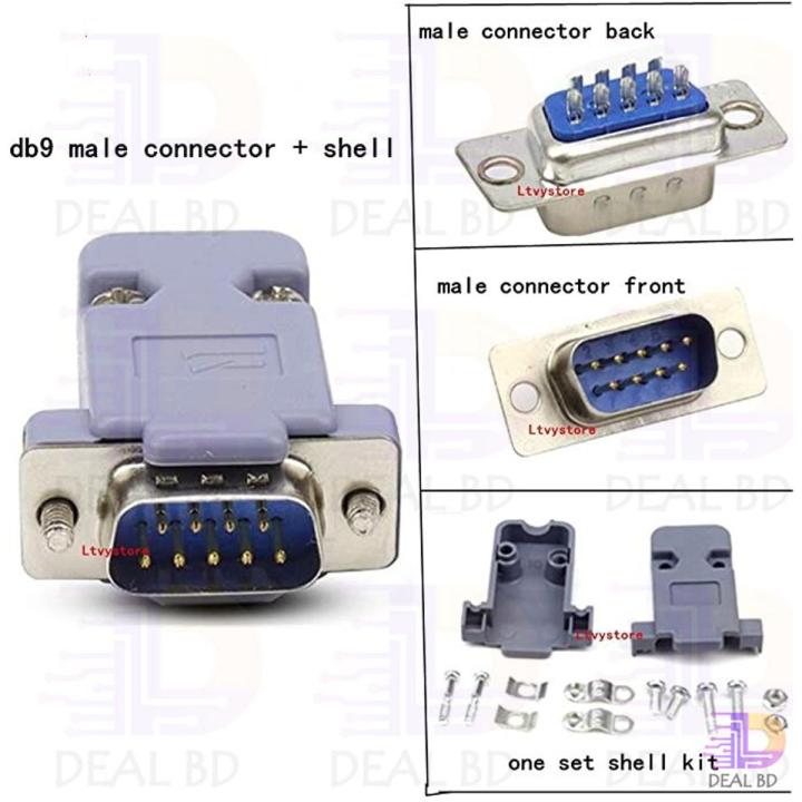 Db9 Db-9 Male Rs232 9 Pin Serial Port Connector Jack Adapters With Shell Punching Needle Male ...