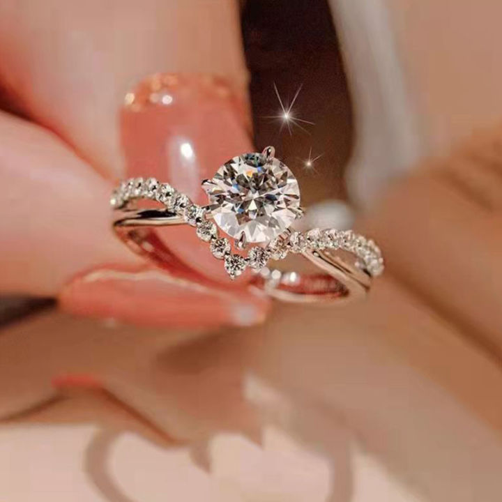 Moissanite Diamond Ring, Imitation Diamond Women's Light Luxury, Niche ...