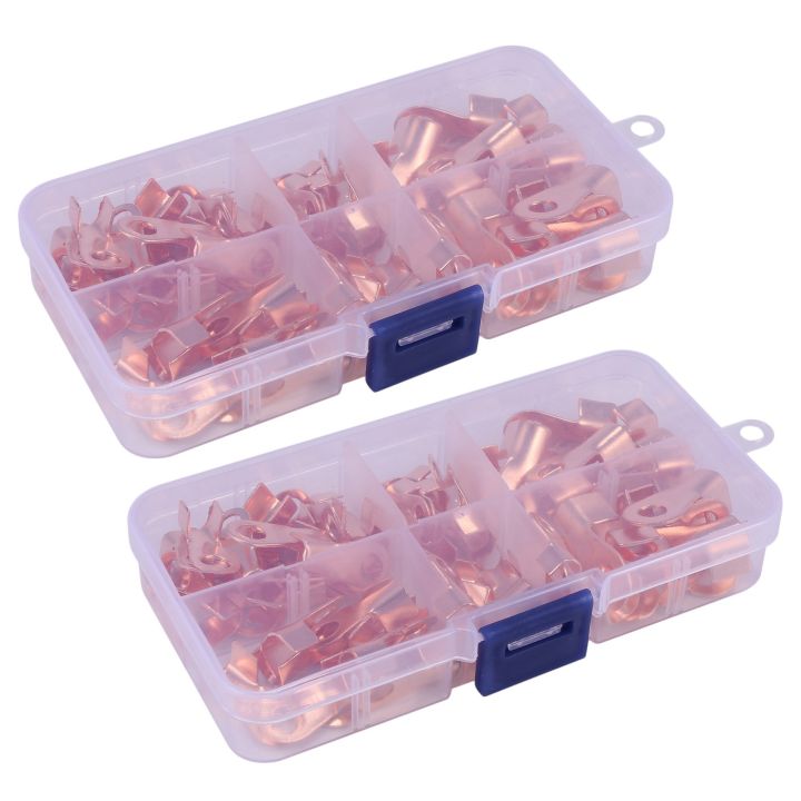 140x Open Barrel Copper Ring Lug Terminals Wire Crimp Connector ...