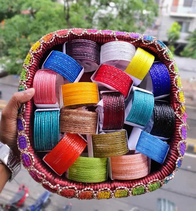 8 Dozon Kachkata Reshmi Churi/Bangles/ Gift Package For Girls Full Box ...