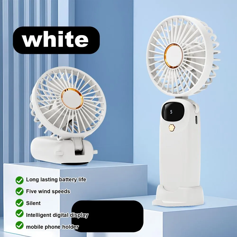 Rechargeable Mini Fan Adjustable LED Display Handheld Fan Portable ...