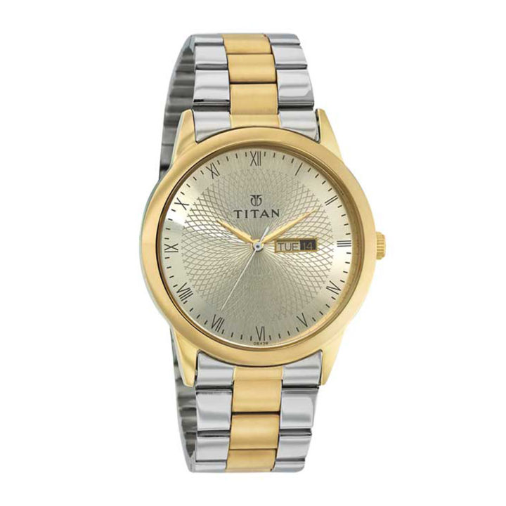 Titan 1584BM02 Champagne Regalia Champagne Dial Analog Watch for Men ...