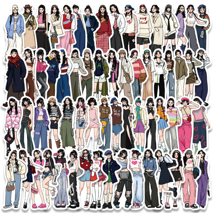 10/30/65pcs New Fashion Hand-painted Girl Sticker DIY Scrapbooking ...