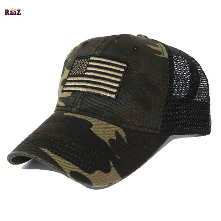 USA American Flag Hat Detachable Patch Tactical Military Mesh Baseball ...