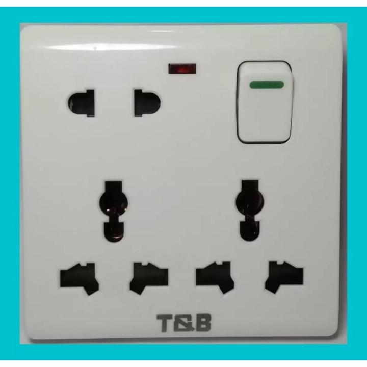 Bundle of 5 Pieces Multi Function Universal Wall Gang Socket - 8 Pin Gang Universal Socket ...