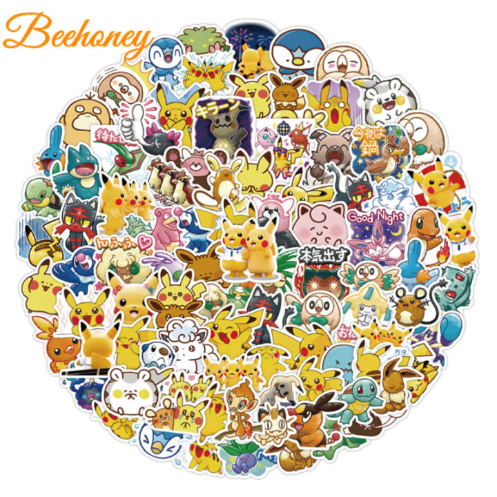 60pcs Pokemon Cartoon Stickers Cute Anime Decals For Laptop Water ...