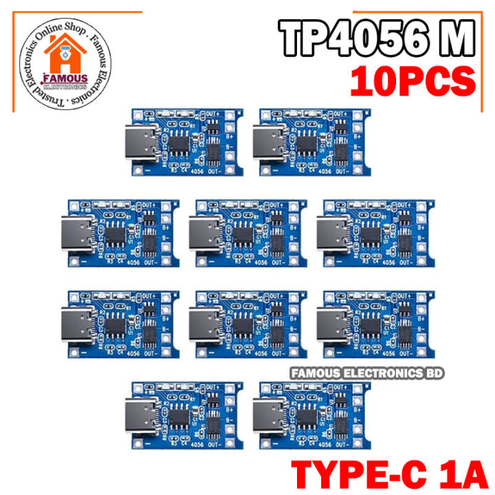 10PCS TP4056 Type-C USB 5V 1A 18650 Lithium Battery Charger Module ...