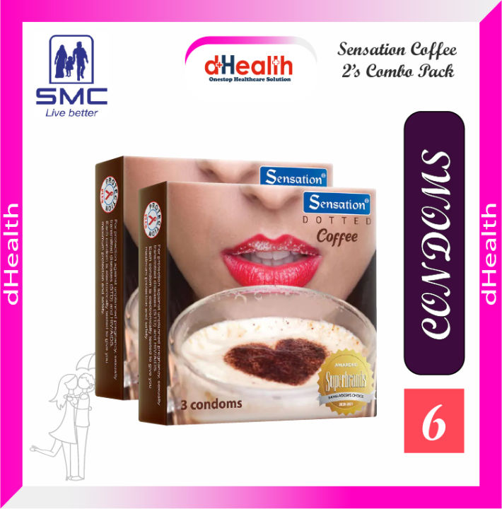 Sensation Dotted Coffee Condoms 2,s Combo Pack (3x2=6) | Daraz.com.bd