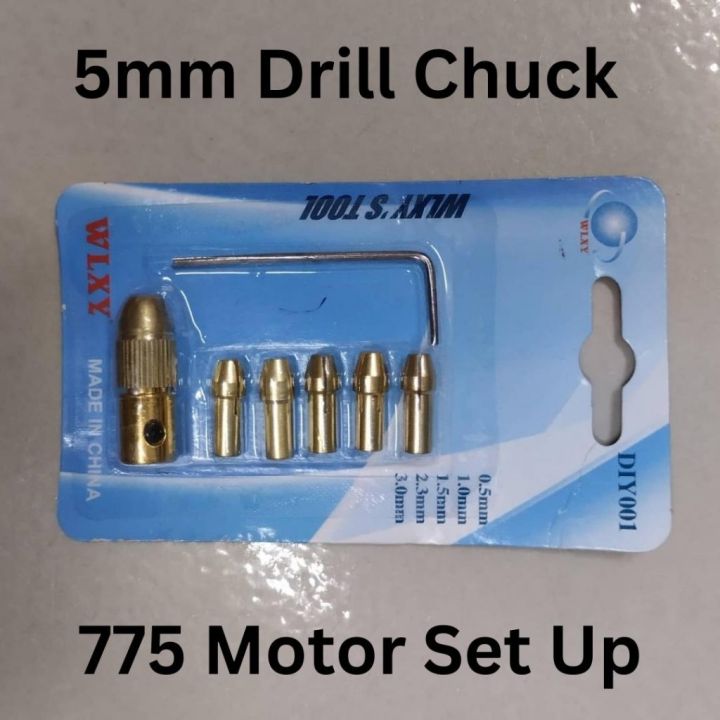 5mm Mini Drill Chucks Set Hole Micro Clamp Socket Adapter With 1Pcs Wrench Gold 0.5mm 1mm 1.5mm 2.3mm 3mm Drill Bit Gauge Drill Chuck DIY Drill Machine Daraz .bd