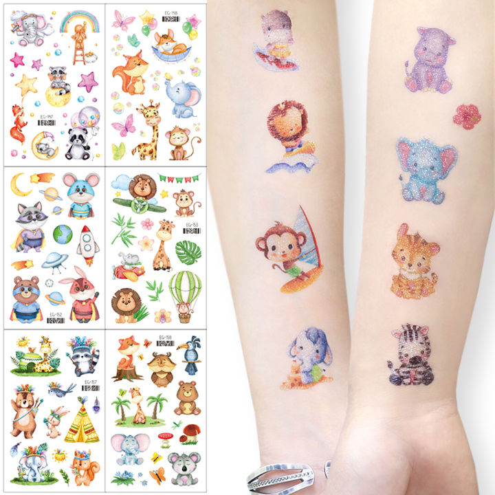 JM Sparkling Powder Tattoo Sticker Waterproof Animal Ocean Children's ...